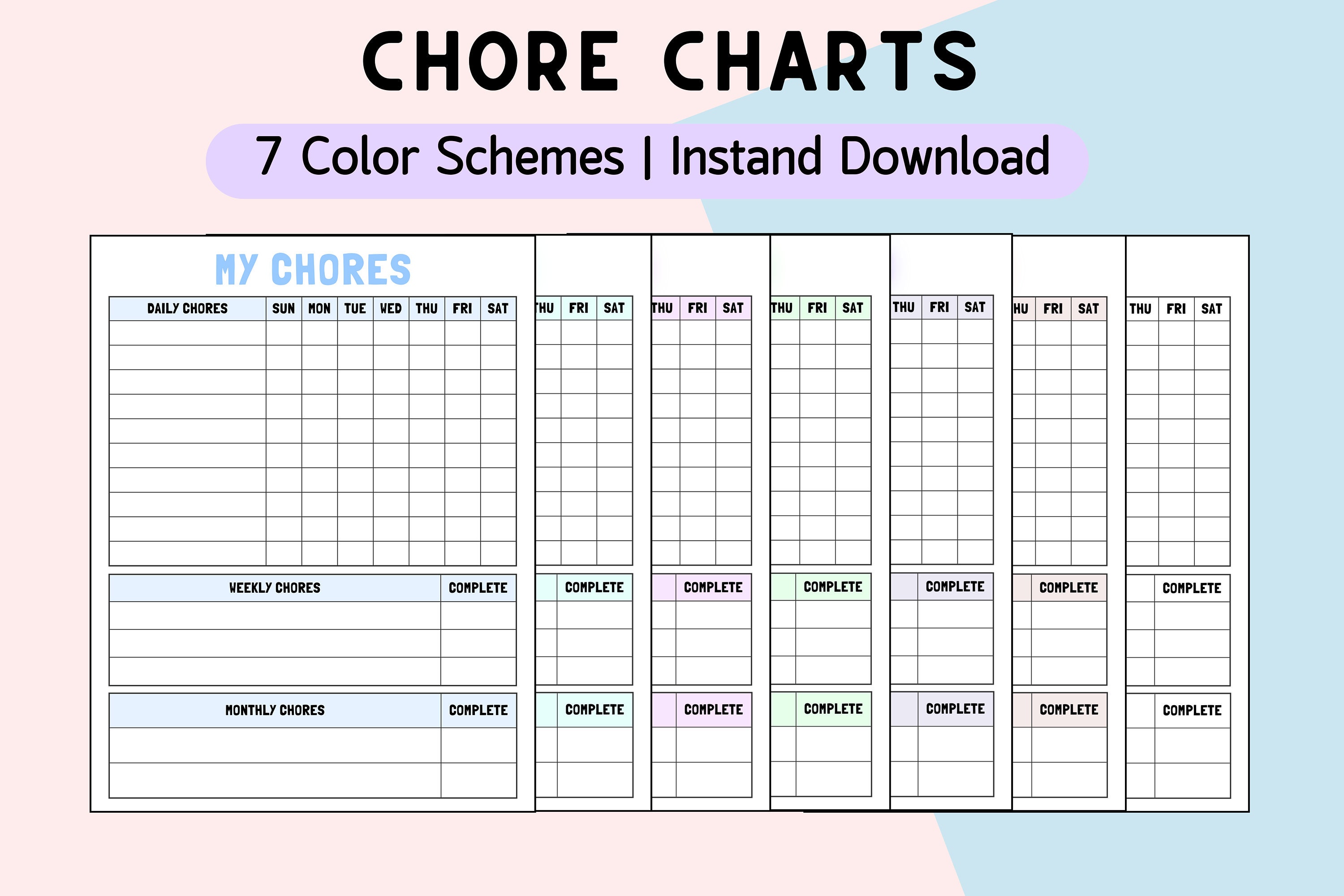 Editable Weekly Chore Chart, Printable Weekly Kids Chore Responsibility ...