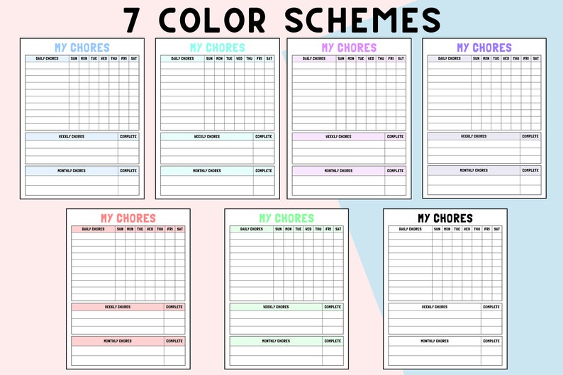 Editable Weekly Chore Chart, Printable Weekly Kids Chore Responsibility ...