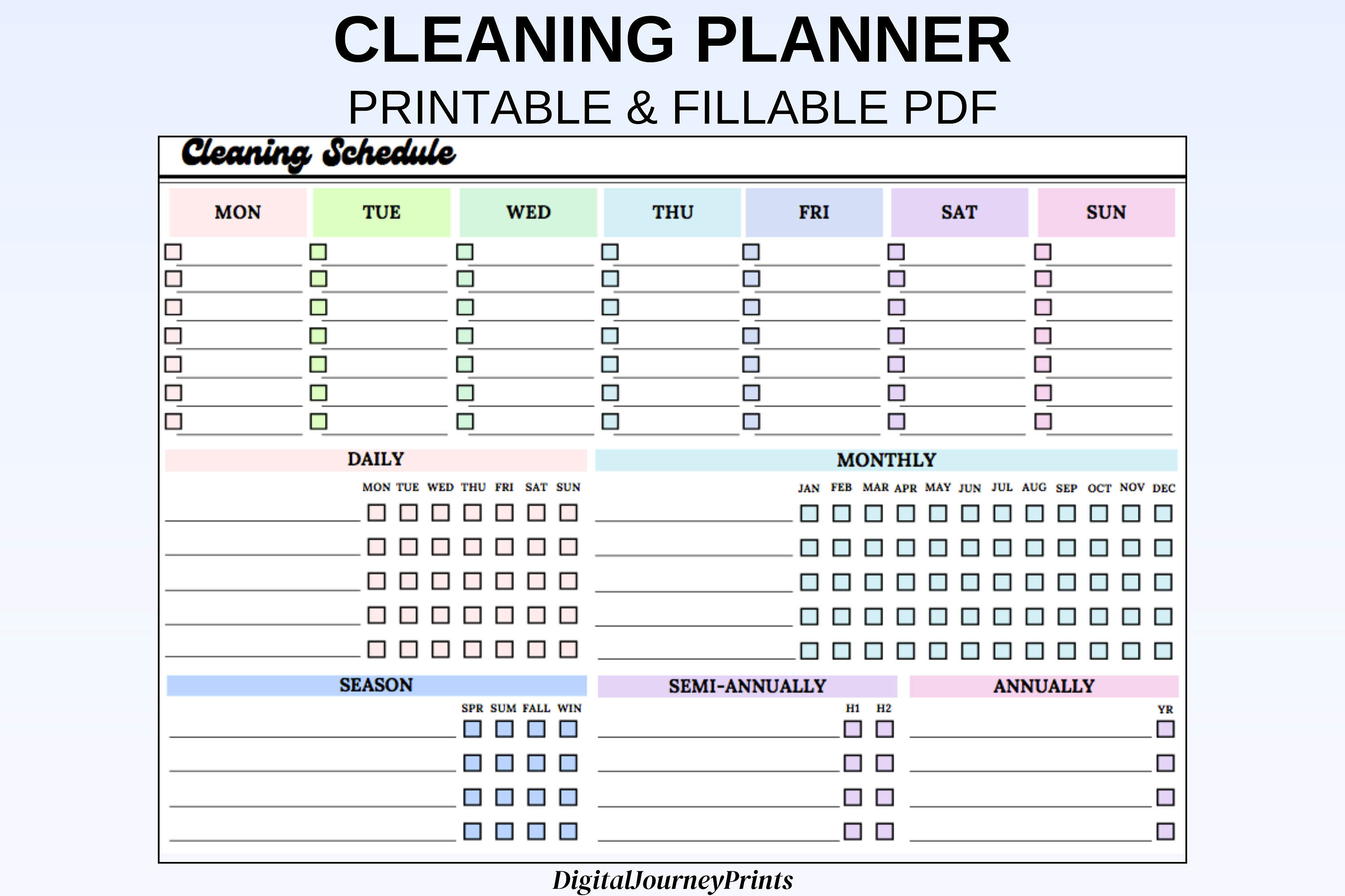 Editable Cleaning Planner, Cleaning Checklist, Cleaning Schedule, House ...