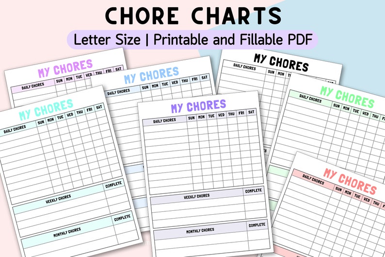 Editable Weekly Chore Chart, Printable Weekly Kids Chore Responsibility ...