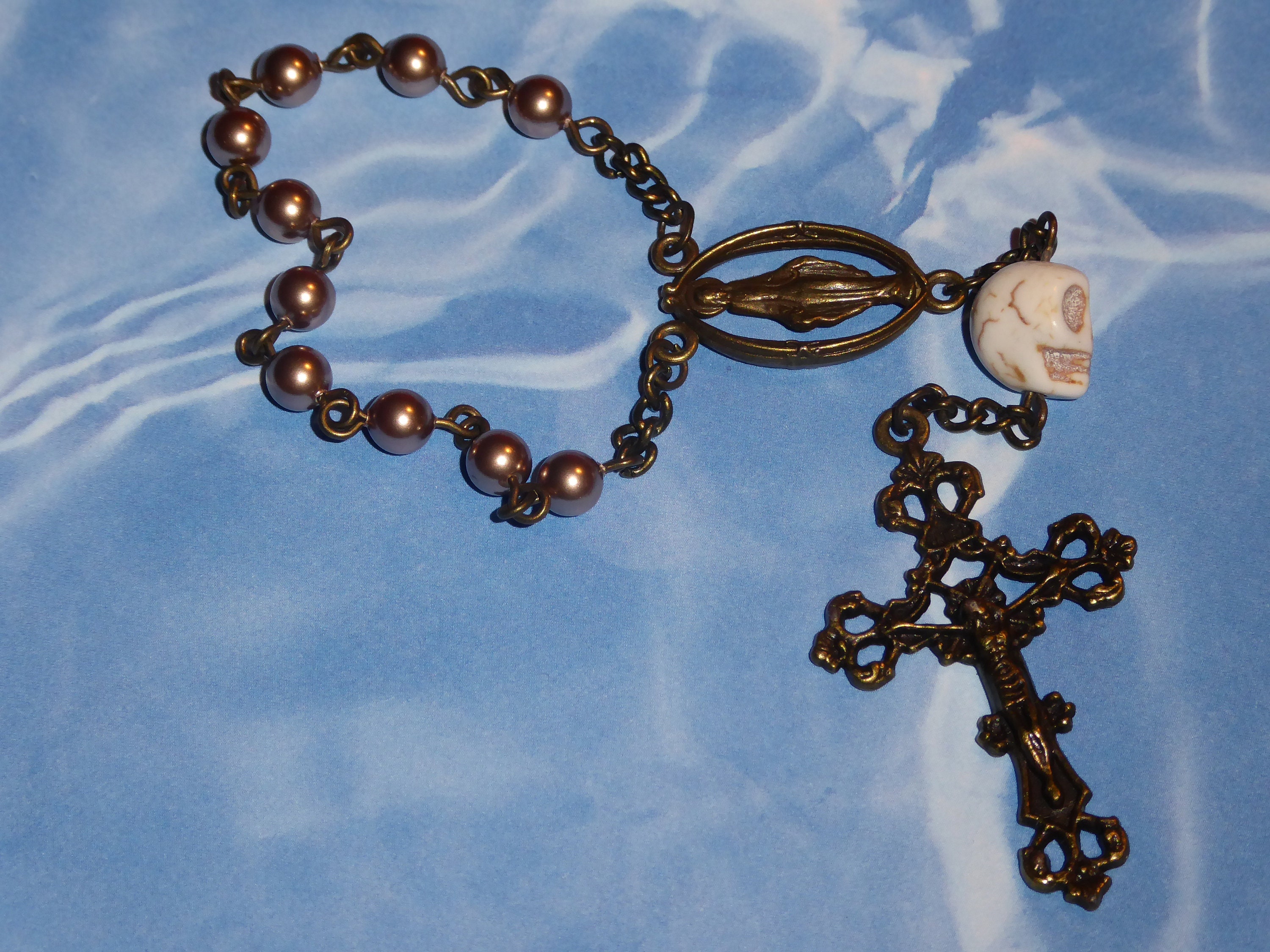 Bronze Hued One Decade Roman Catholic Skull Rosary - Etsy