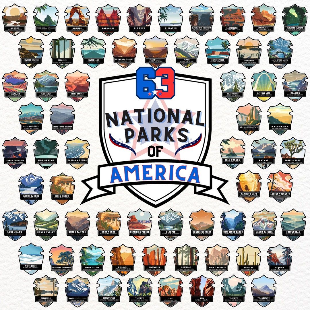 Set 63 US National Parks Clipart Sublimation Bundle PNG Collection ...