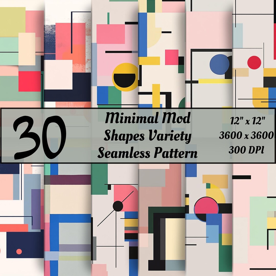30 Minimal Modern Shapes Variety Seamless Patterns Bundle Seamless ...