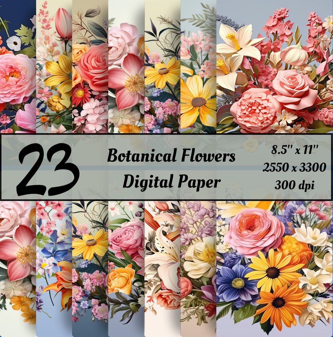 23 Botanical Flower Prints Floral Herbarium Prints Wall Hanging & Other ...