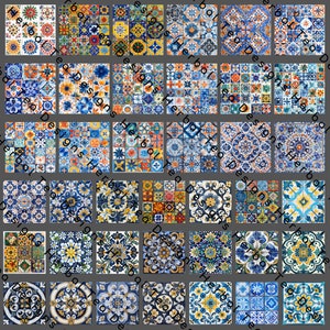 111 Celestial Spanish Tiles Seamless Patterns Multi Color Tile Patterns ...