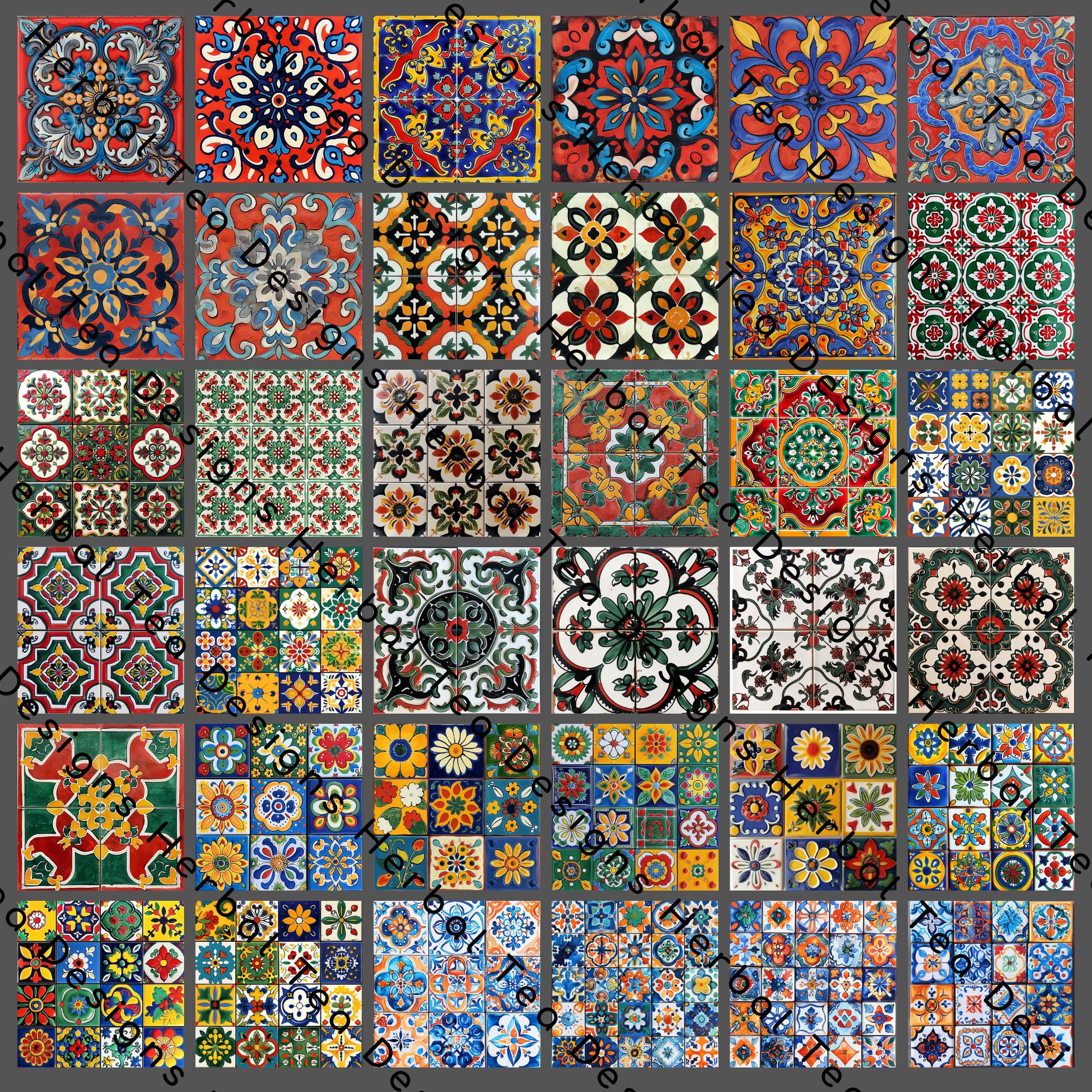 111 Celestial Spanish Tiles Seamless Patterns Multi Color Tile Patterns ...