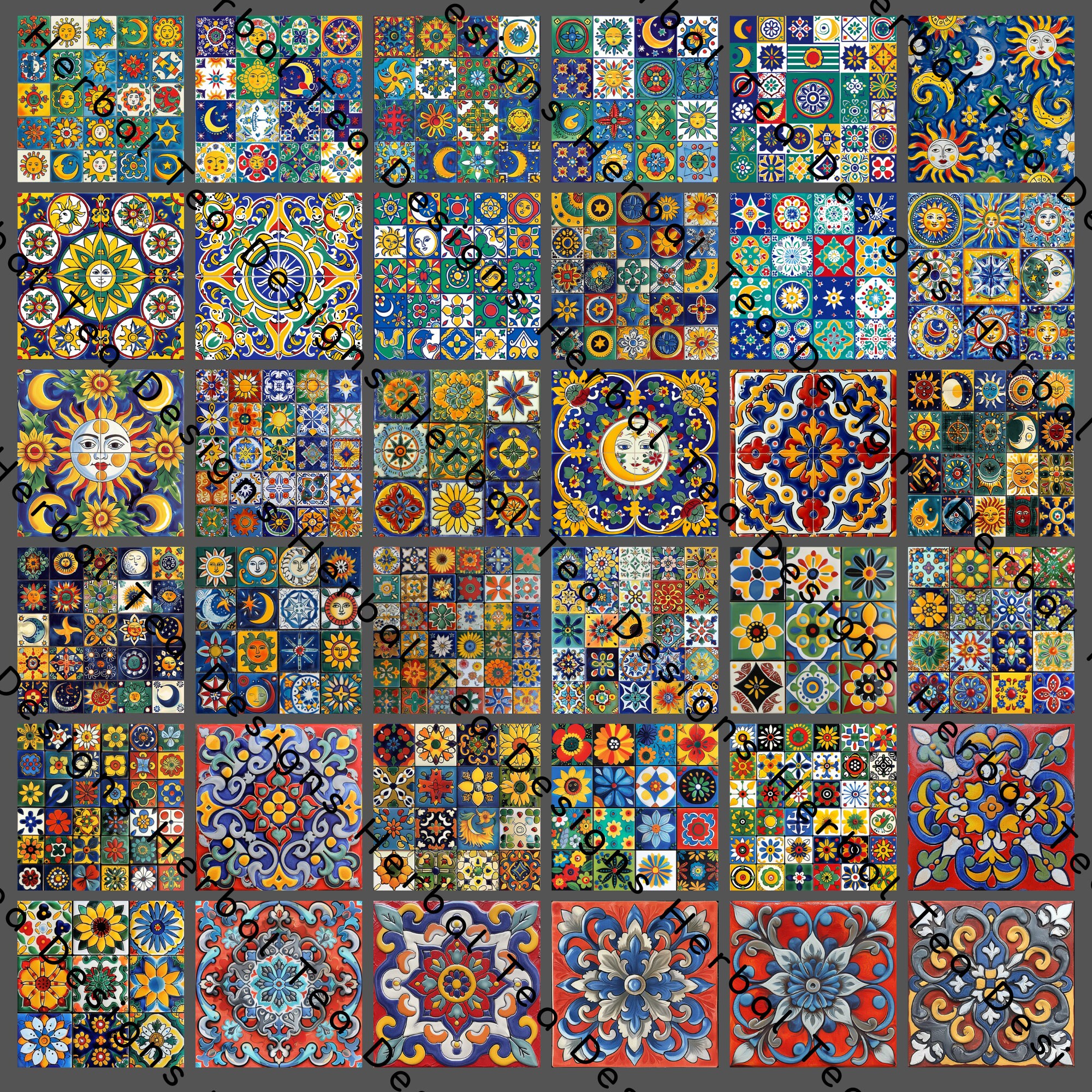 111 Celestial Spanish Tiles Seamless Patterns Multi Color Tile Patterns ...