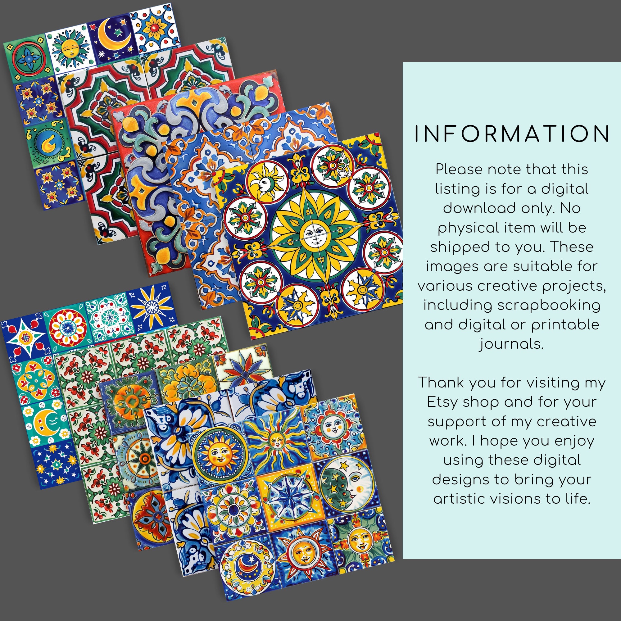 111 Celestial Spanish Tiles Seamless Patterns Multi Color Tile Patterns ...