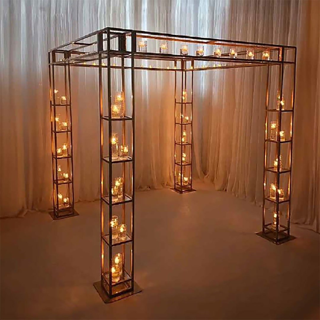 Golden Frame Structure, Wedding Reception Stage Decor, Mandap, Mendhi ...