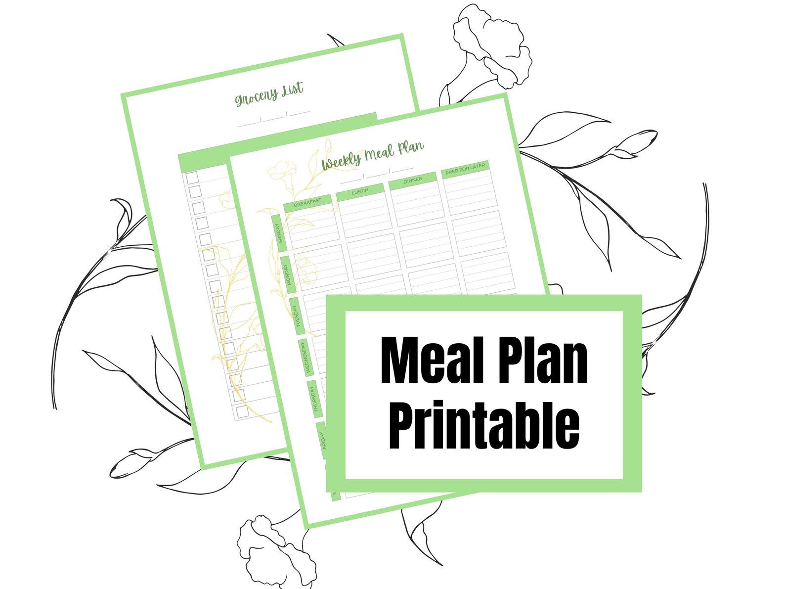 Weekly Menu Plan Printable Meal Plan Pdf Menu Planner - Etsy
