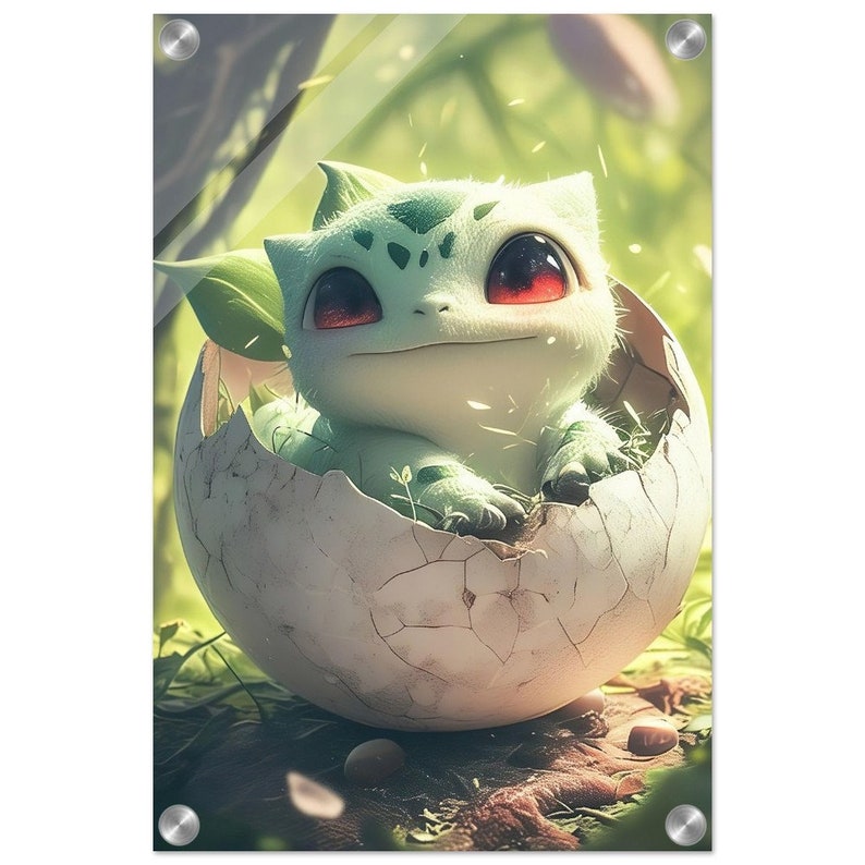 Pokémon Bulbasaur Hatchling Acrylic Print Vibrant Wall Art, Modern Home ...