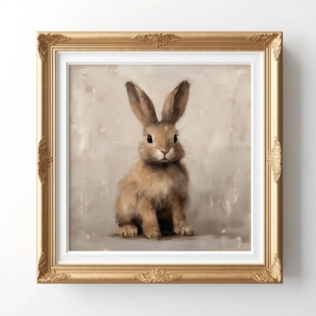 Brown Bunny Art Downloadable Wall Art, Original Textured Painting ...