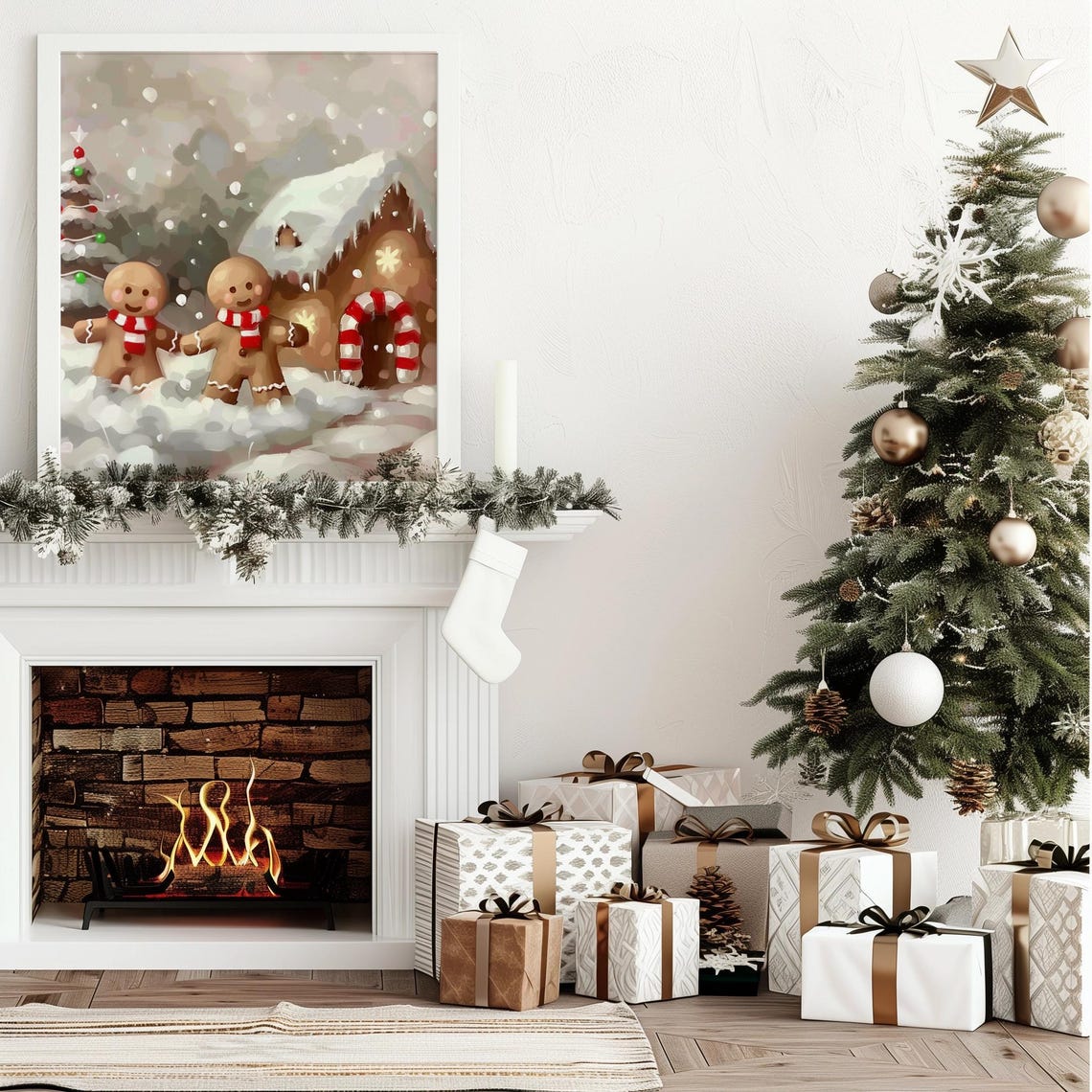 Gingerbread Printable and Frame TV Christmas Art - Festive Wall Art ...