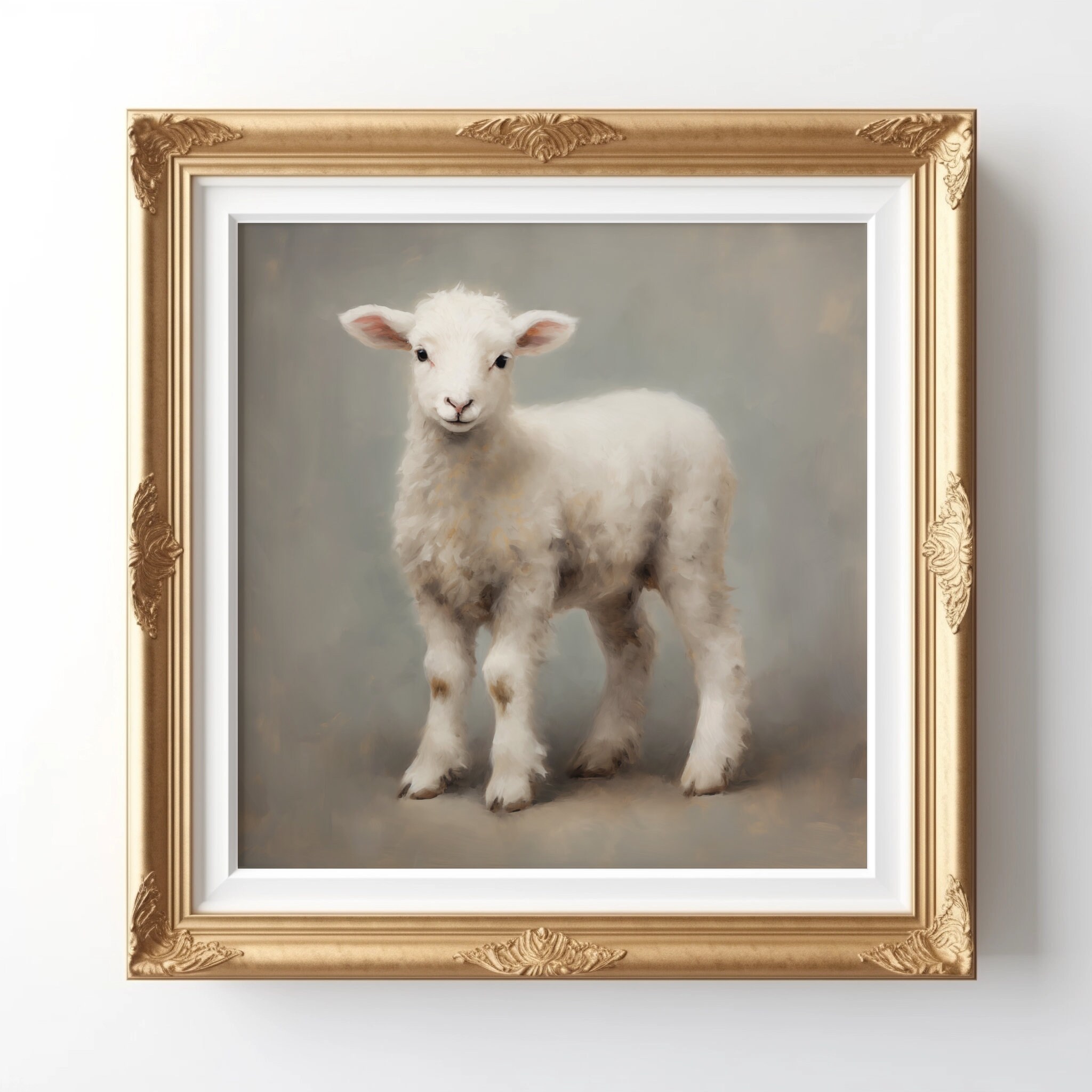Lamb Art - Instant Download Wall Art, Original Textured Painting ...