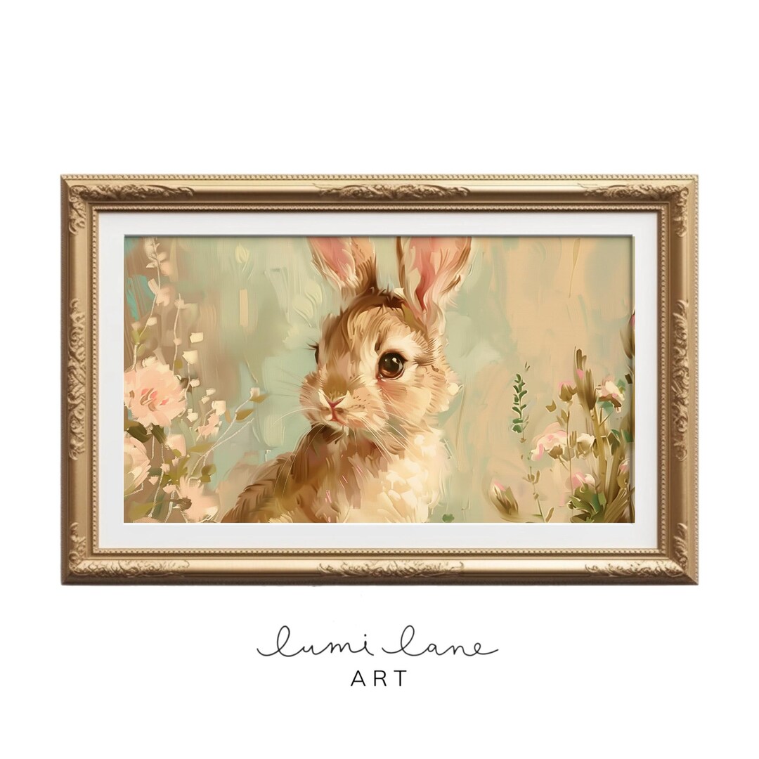 Honey Bunny Art - Pretty Oil Painting Texture, Easter Bunny in Spring ...