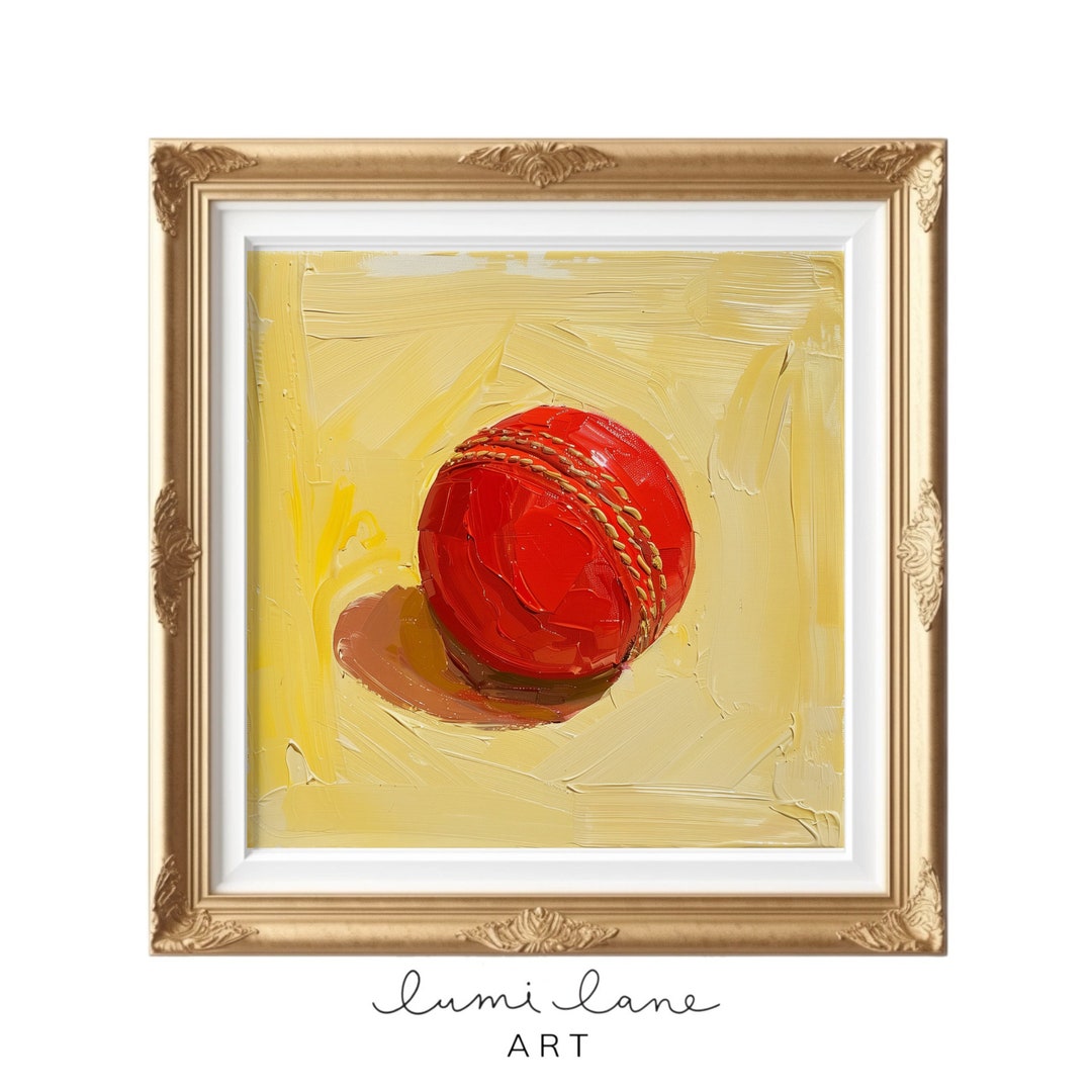 Cricket Ball Art - Downloadable Wall Art, Original Oil Textured ...