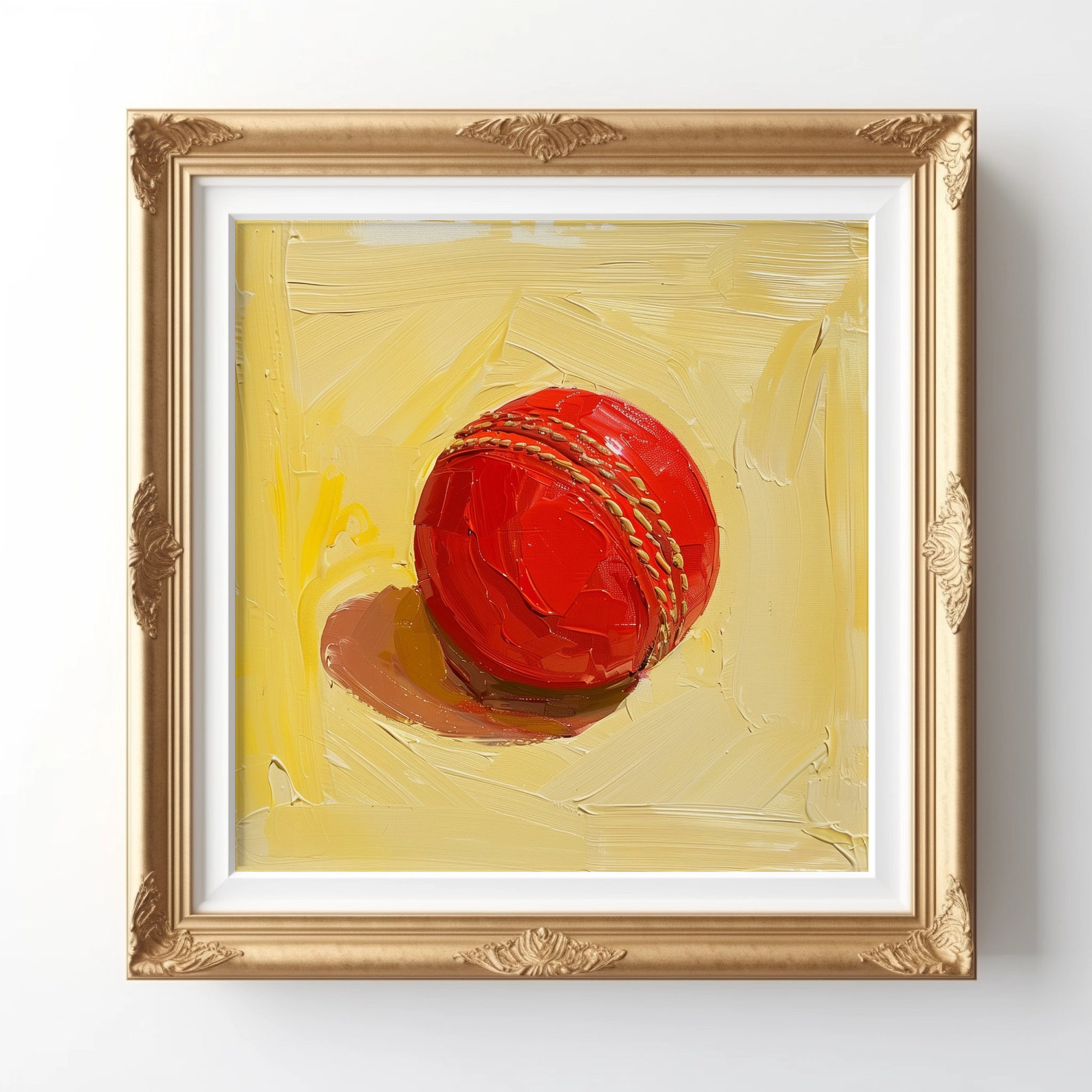 Cricket Ball Art - Downloadable Wall Art, Original Oil Textured ...
