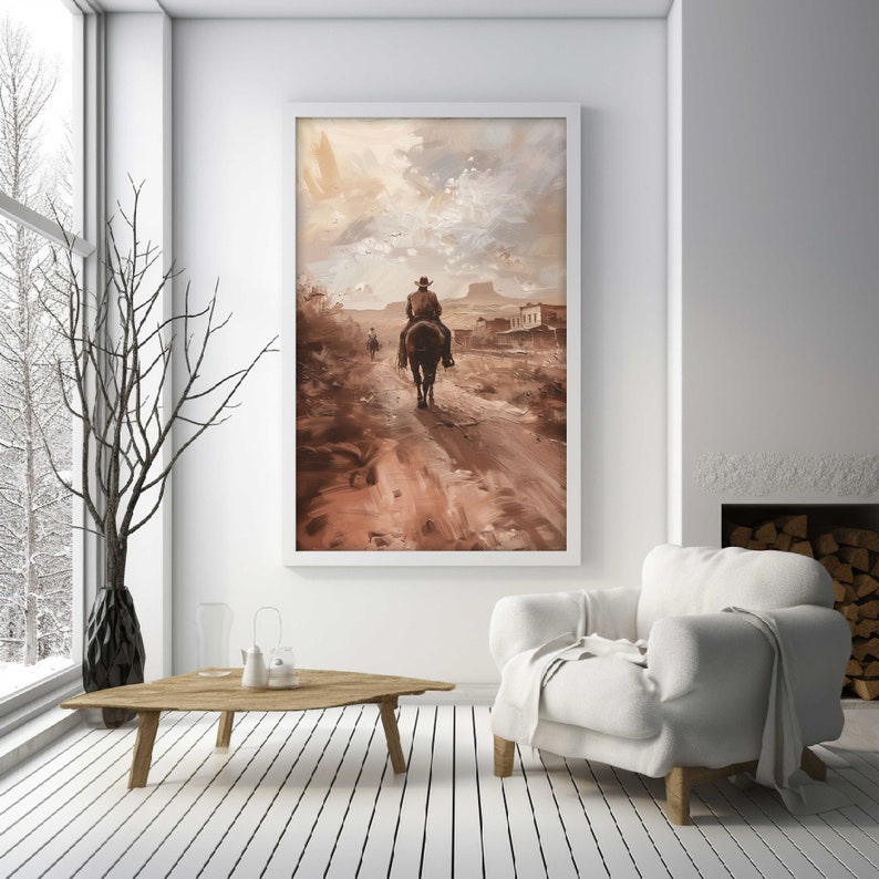 Yippee-ki-yay Cowboy Riding Horse Art - Instant Wall Art, Textured ...
