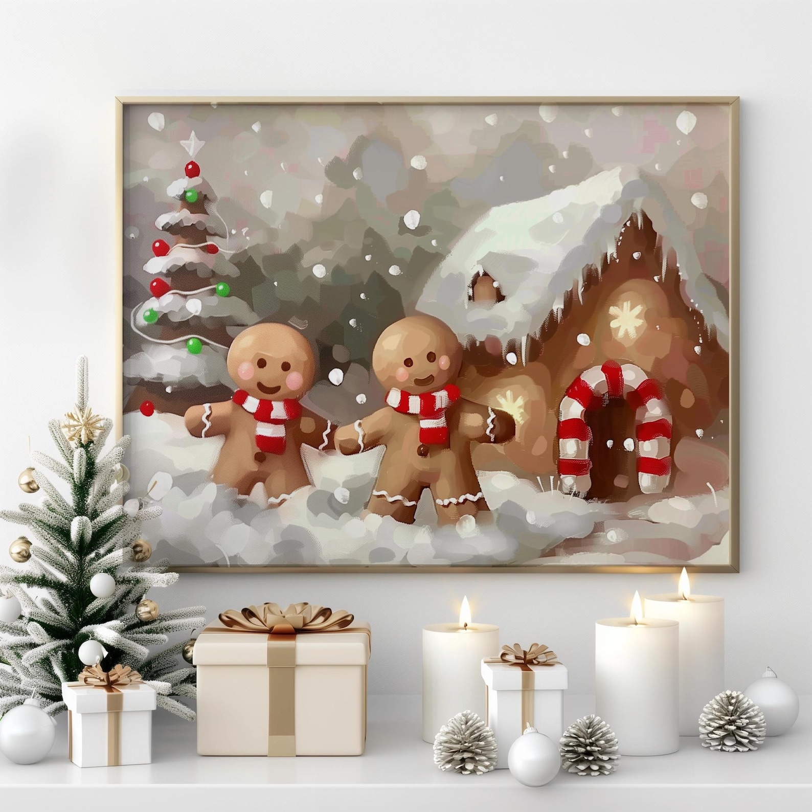 Gingerbread Printable and Frame TV Christmas Art - Festive Wall Art ...
