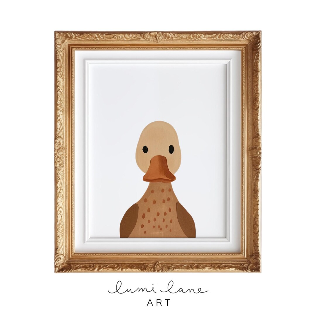 Duck Portrait - PRINTABLE Nursery Wall Art, Cute Duckling Textured ...
