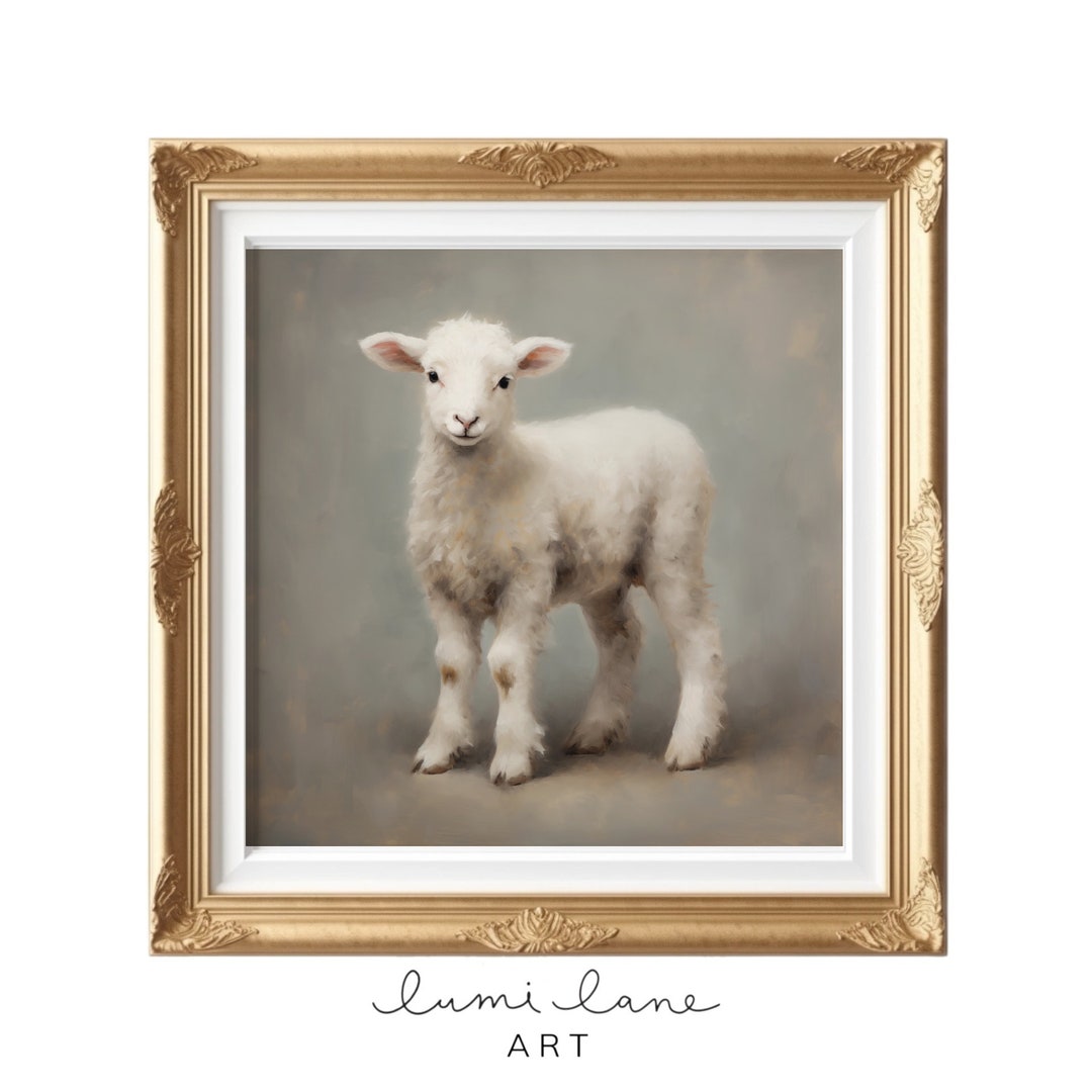 Lamb Art - Instant Download Wall Art, Original Textured Painting ...