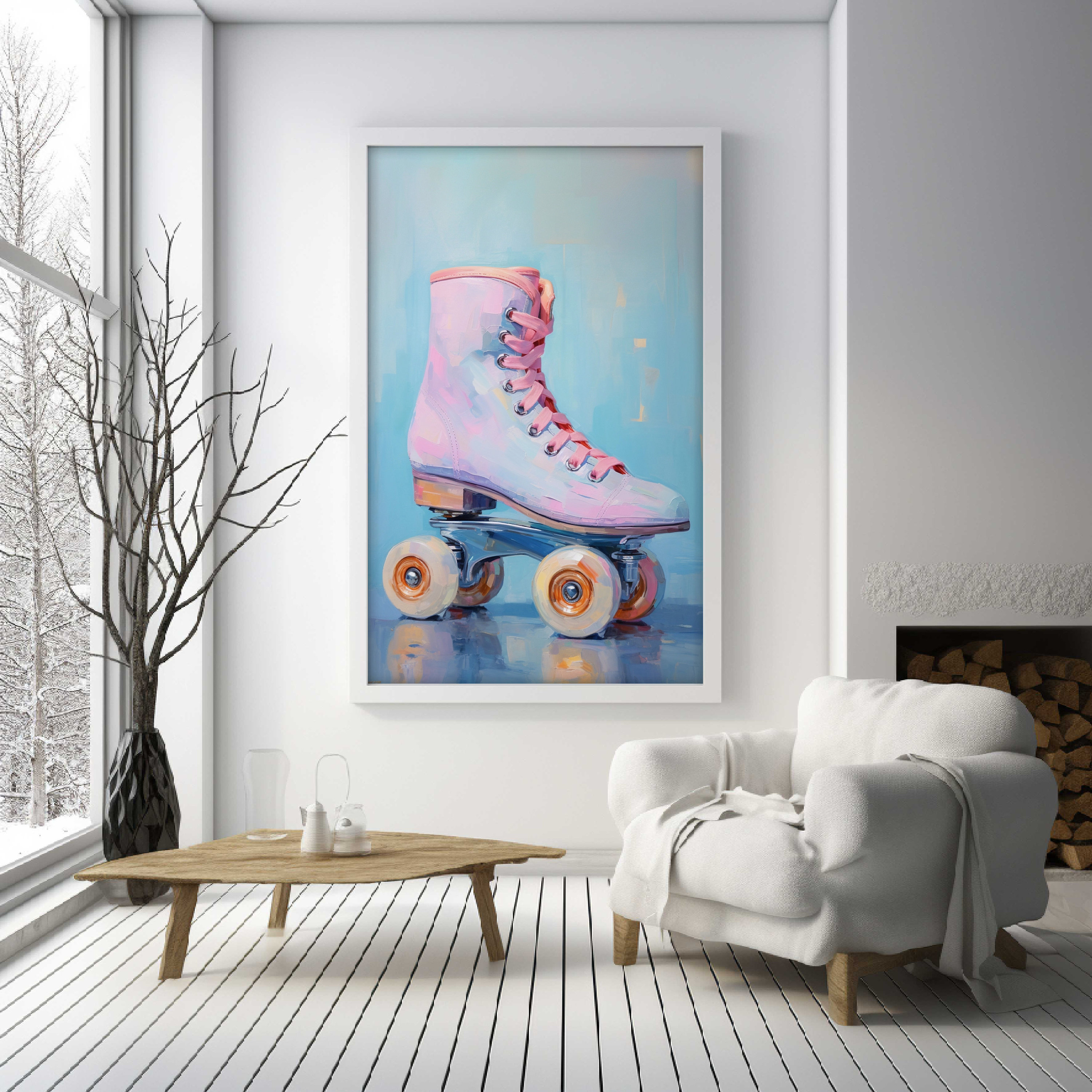 Roller Skate Art - Instant Wall Art, Original, Fun, Bright, Textured ...