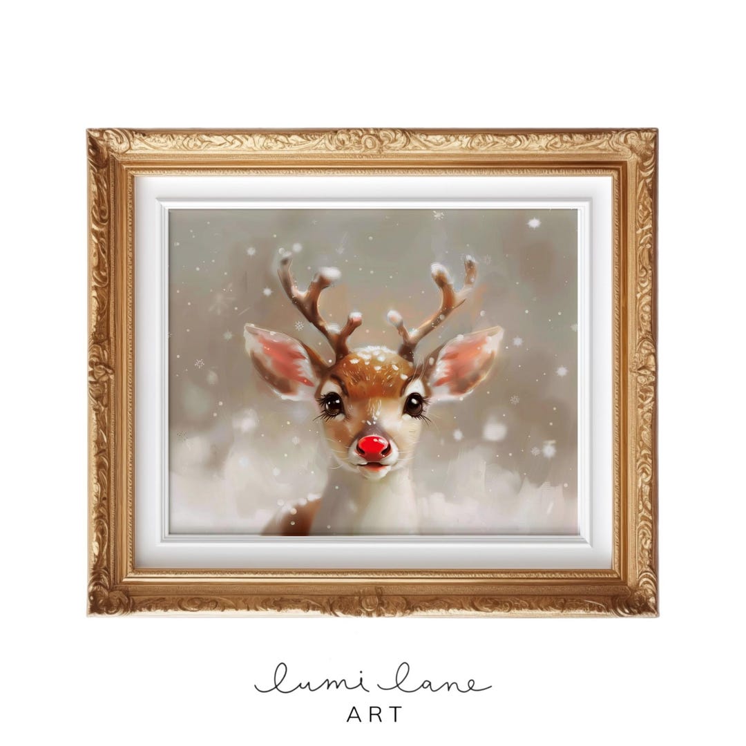 Reindeer Printable and Frame TV Christmas Art - Rudolph Red Nosed ...
