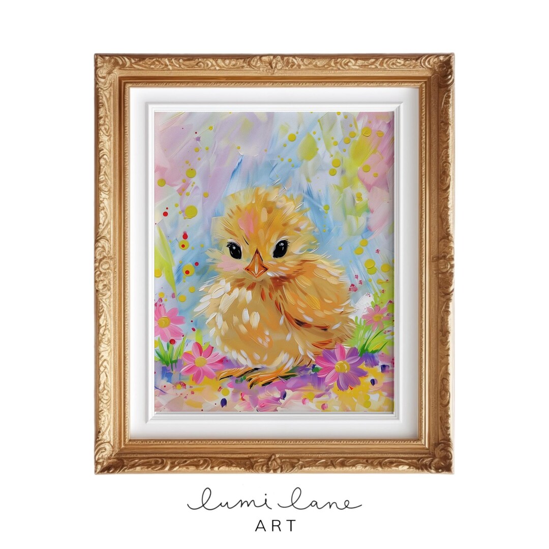 Spring Chicken Art - Chick Wall Art, Easter Print, Square and Vertical ...