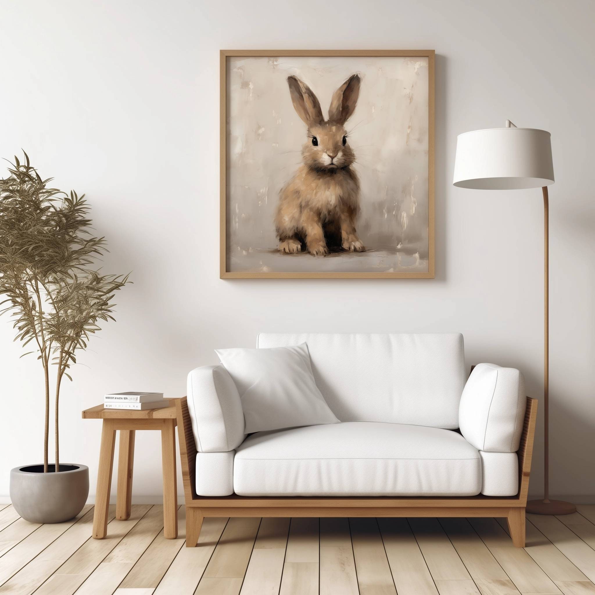 Brown Bunny Art Downloadable Wall Art, Original Textured Painting ...