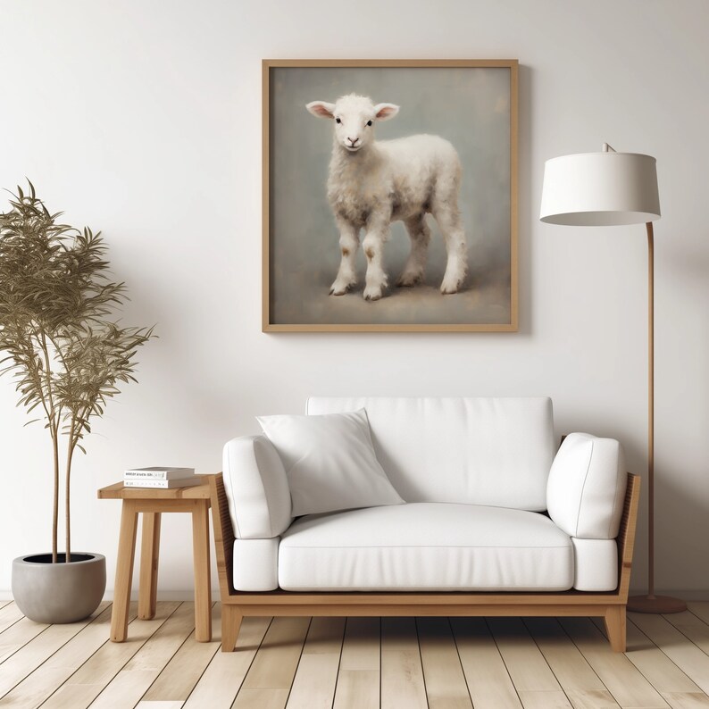 Lamb Art - Instant Download Wall Art, Original Textured Painting ...