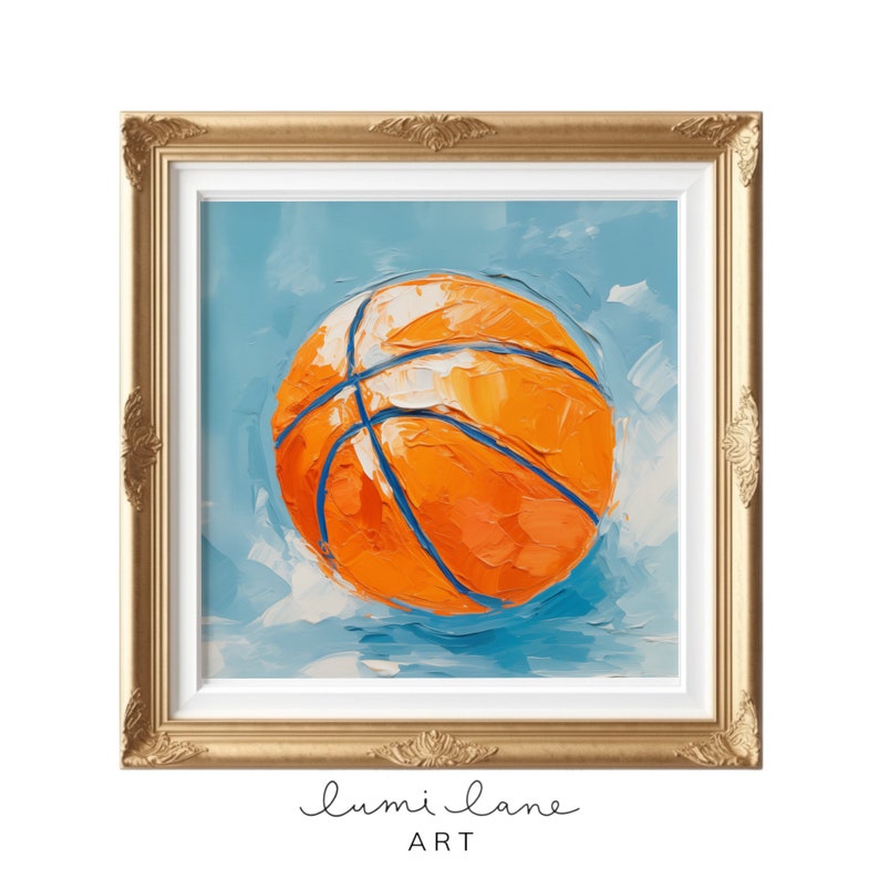 Basketball Art - Downloadable Wall Art, Original Oil Painting, Digital ...