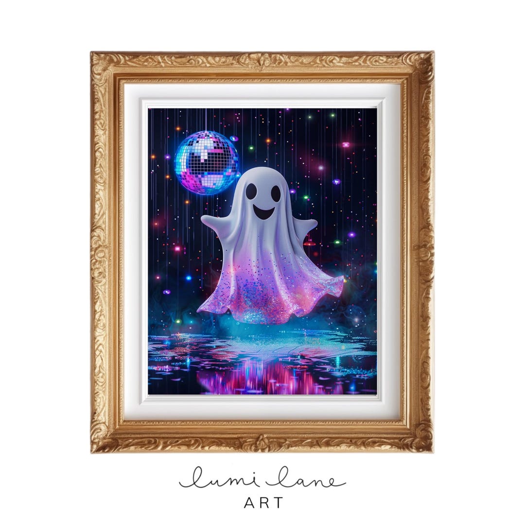 Neon Disco Ghost Art - PRINTABLE Art, Colourful, Fun Halloween Art ...