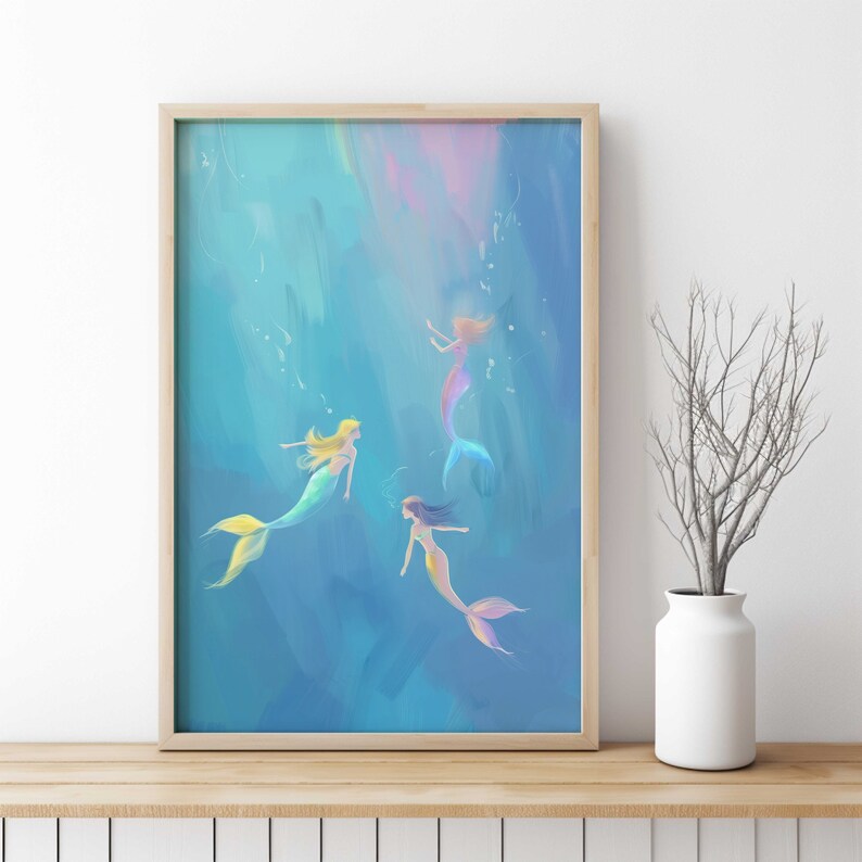 Pastel Mermaids Art - Instant Download, Magical, Mythical, Fairy Tale ...