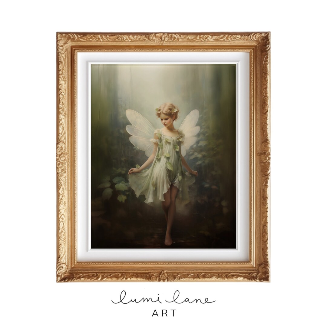 Vintage Fairy Green Art - Instant Wall Art, Vintage Inspired, Textured ...