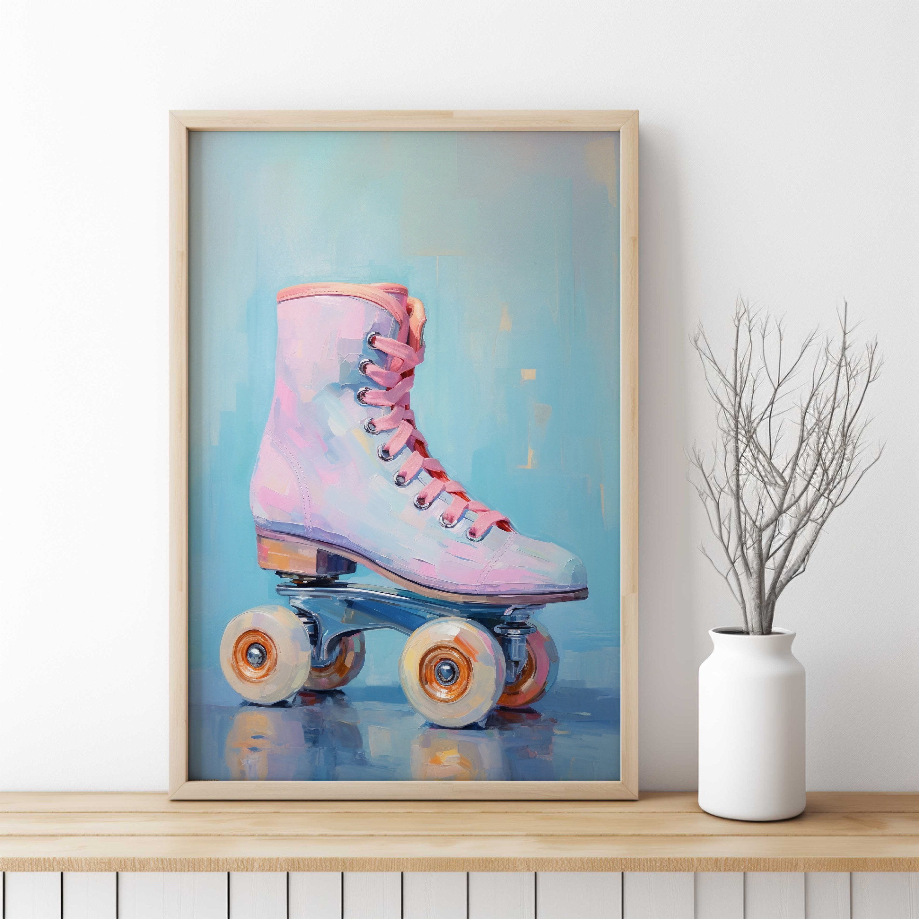 Roller Skate Art - Instant Wall Art, Original, Fun, Bright, Textured ...