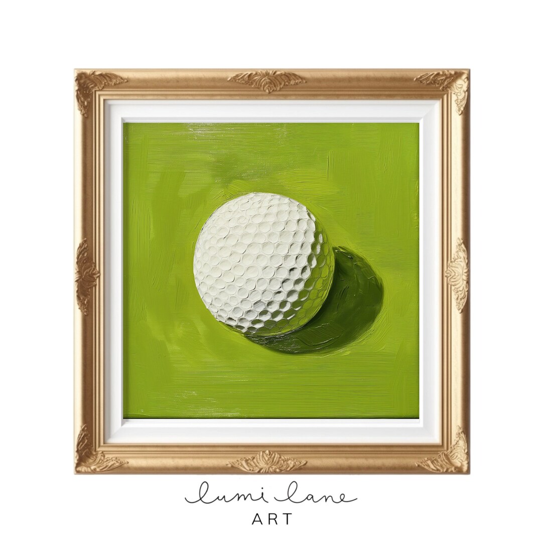 Golf Ball Art - Instant Wall Art, Original Oil Painting, Digital Print ...