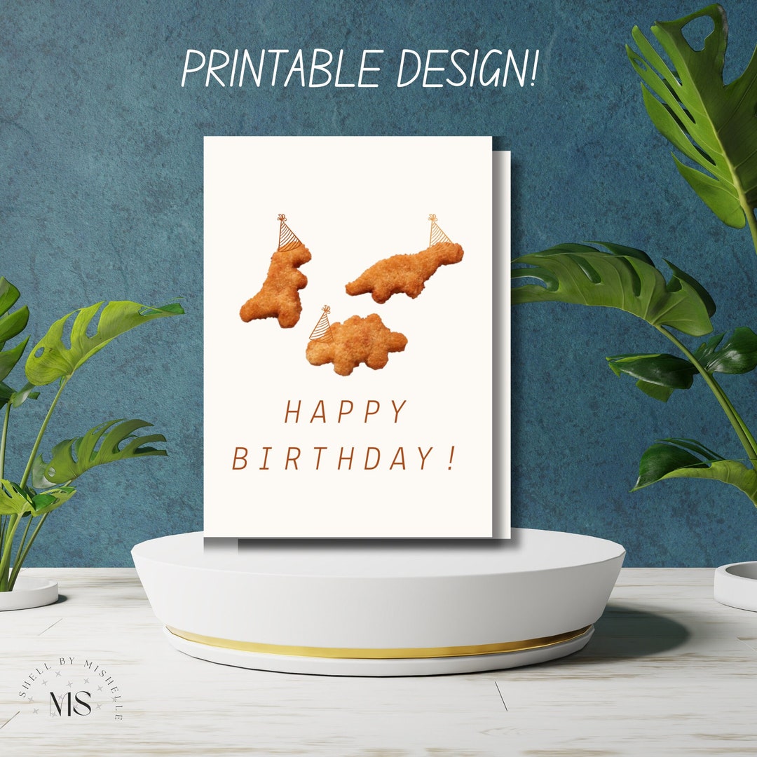 Dinosaur Nugget Birthday Card - Etsy