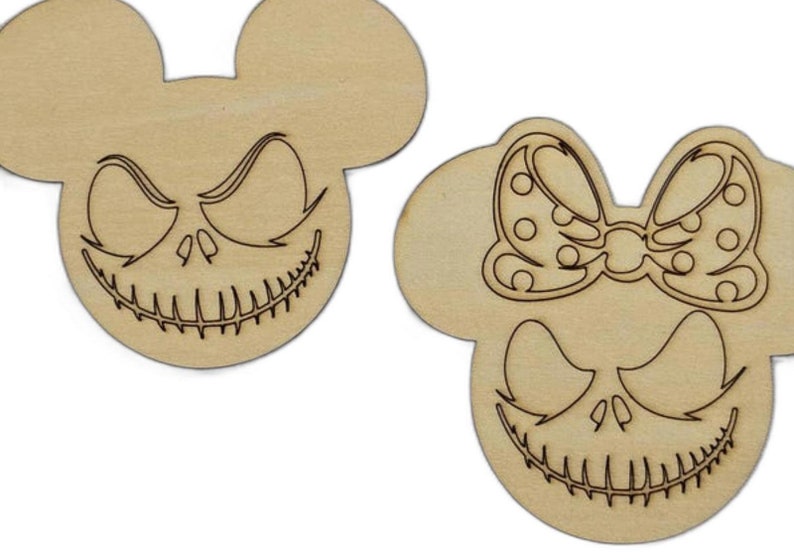 Mickey & Minnie Mouse Skull Laser Cut Wood Decor - Etsy
