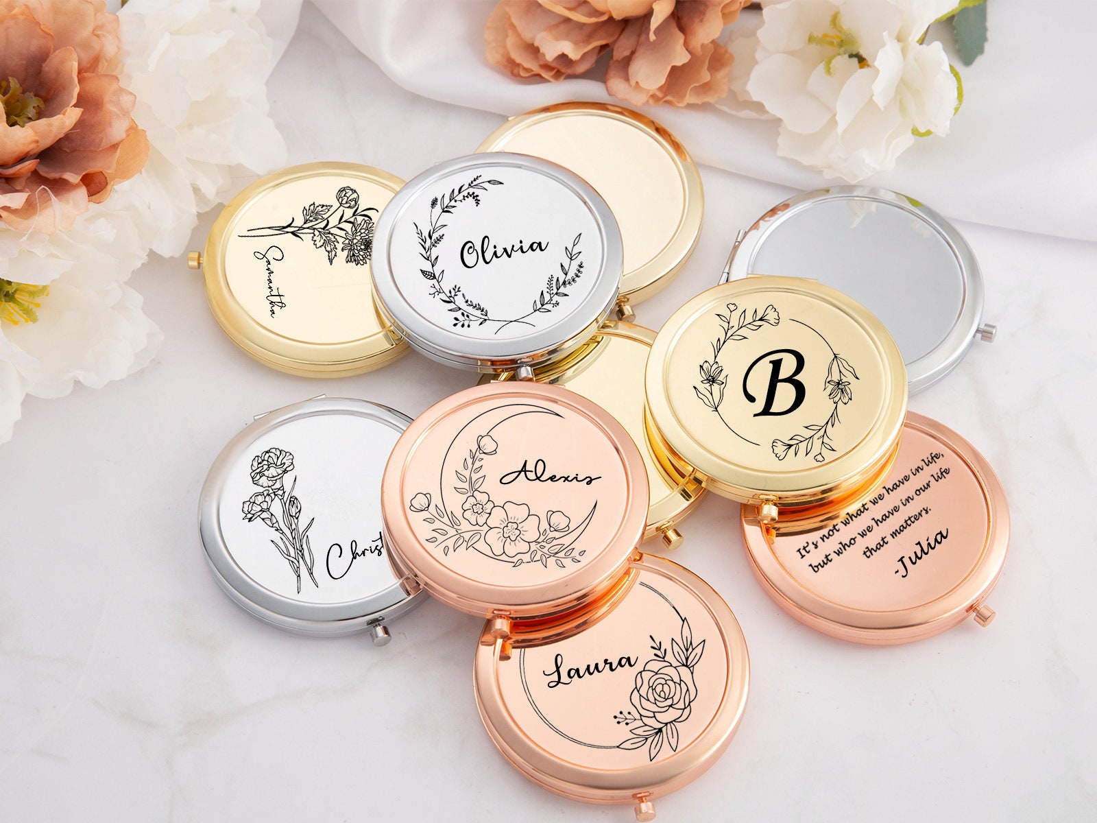 Personalized Fancy Compact Mirror Gift for Wedding,luxurious Pocket ...