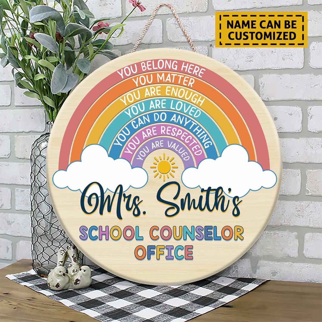 School Counselor Office Sign, Rainbow Classroom Decor, Classroom Door ...