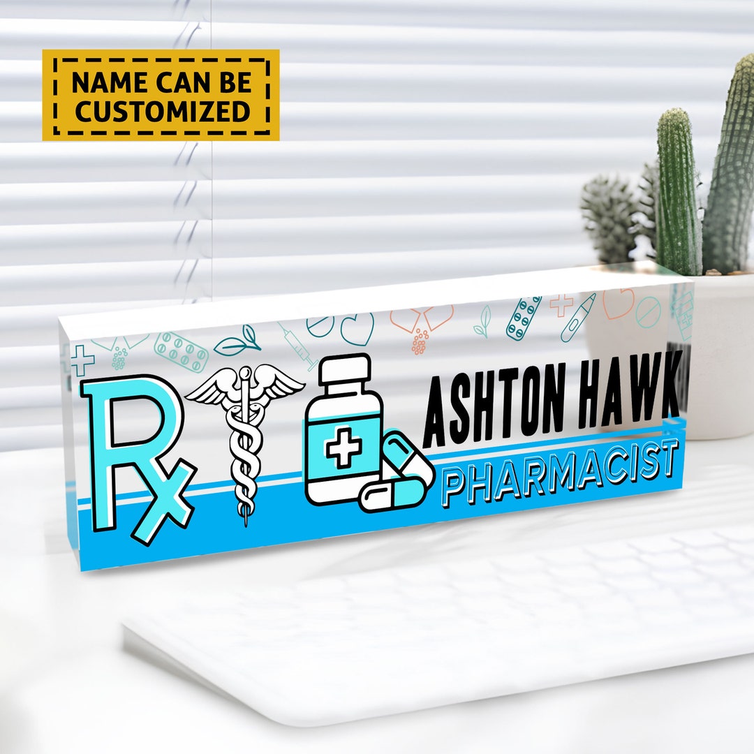 Custom Pharmacy Desk Name Plate, Wedge Personalized Pharmacist ...