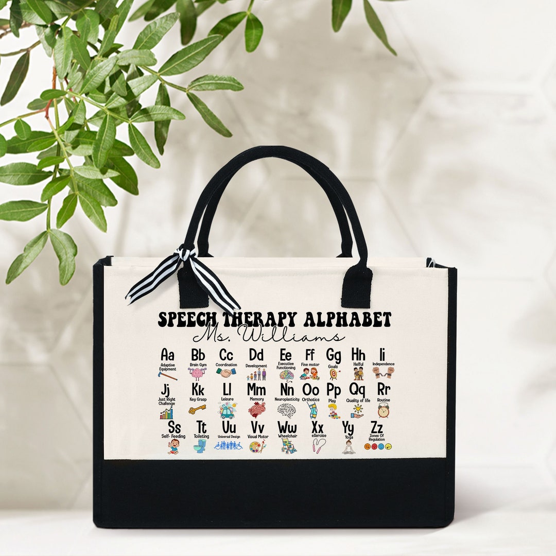 Speech Therapy Alphabet Tote, ABC of Speech Therapist, SLP SLPA Bag ...