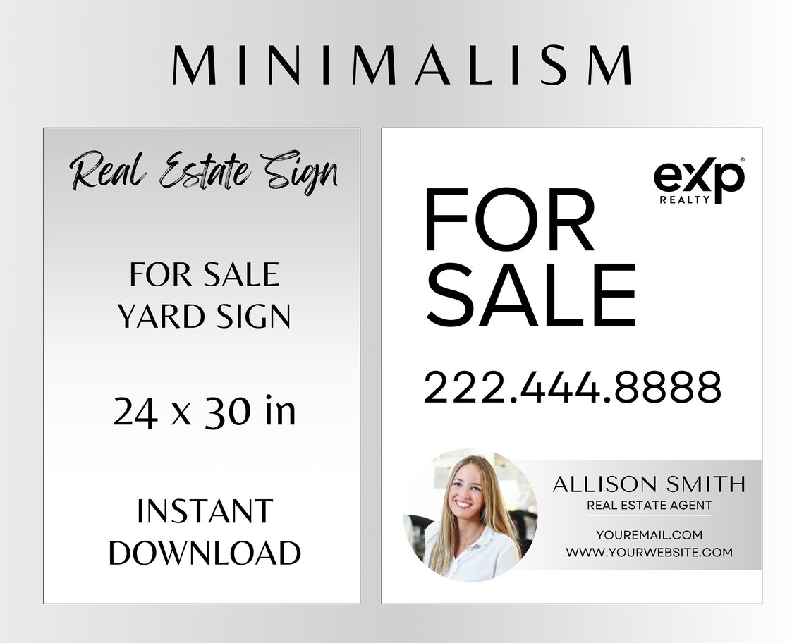 Modern Real Estate Yard Sign Template: Customizable Canva Design (24x30 ...