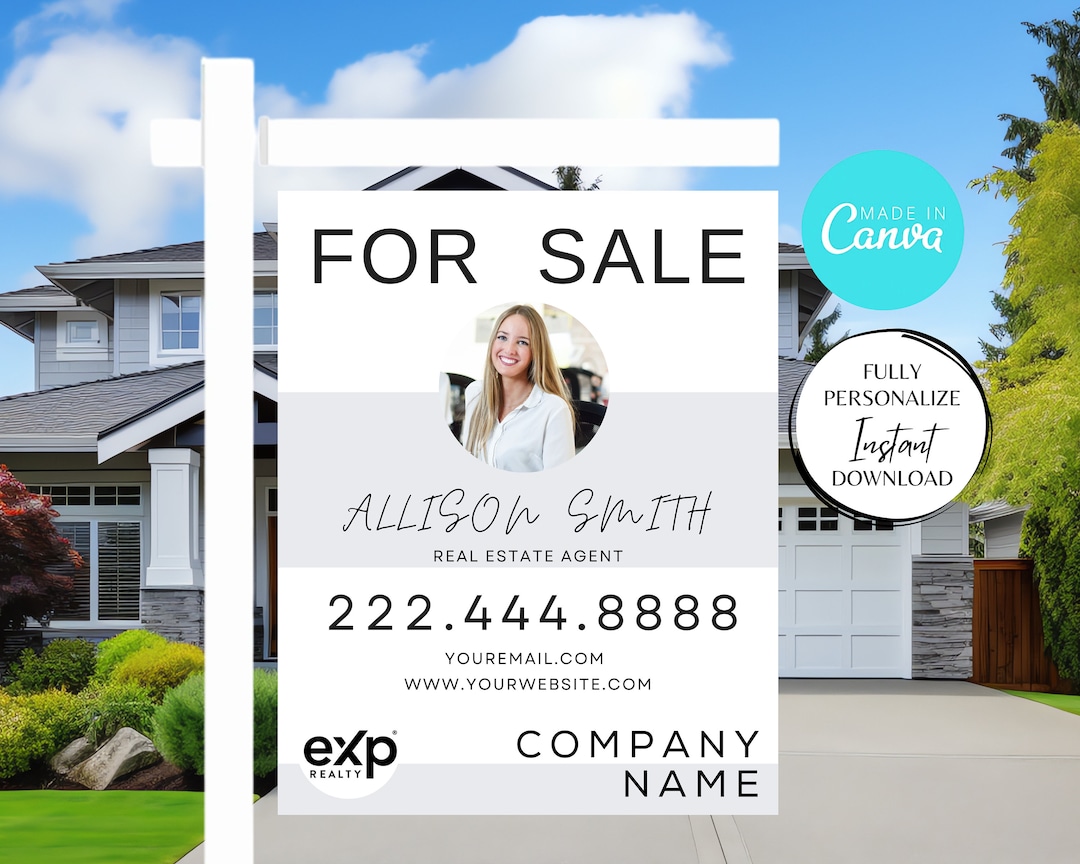 Modern Real Estate Yard Sign Template: Customizable Canva Design ...