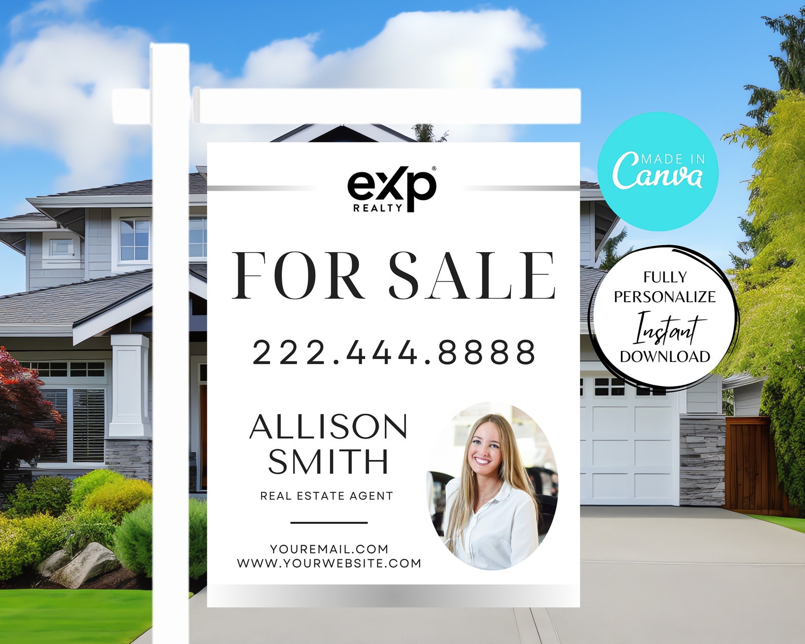 Modern Real Estate Yard Sign Template: Customizable Canva Design (24x30 ...