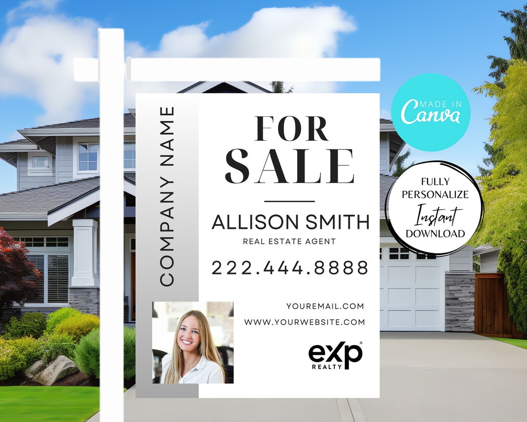 Modern Real Estate Yard Sign Template: Customizable Canva Design ...