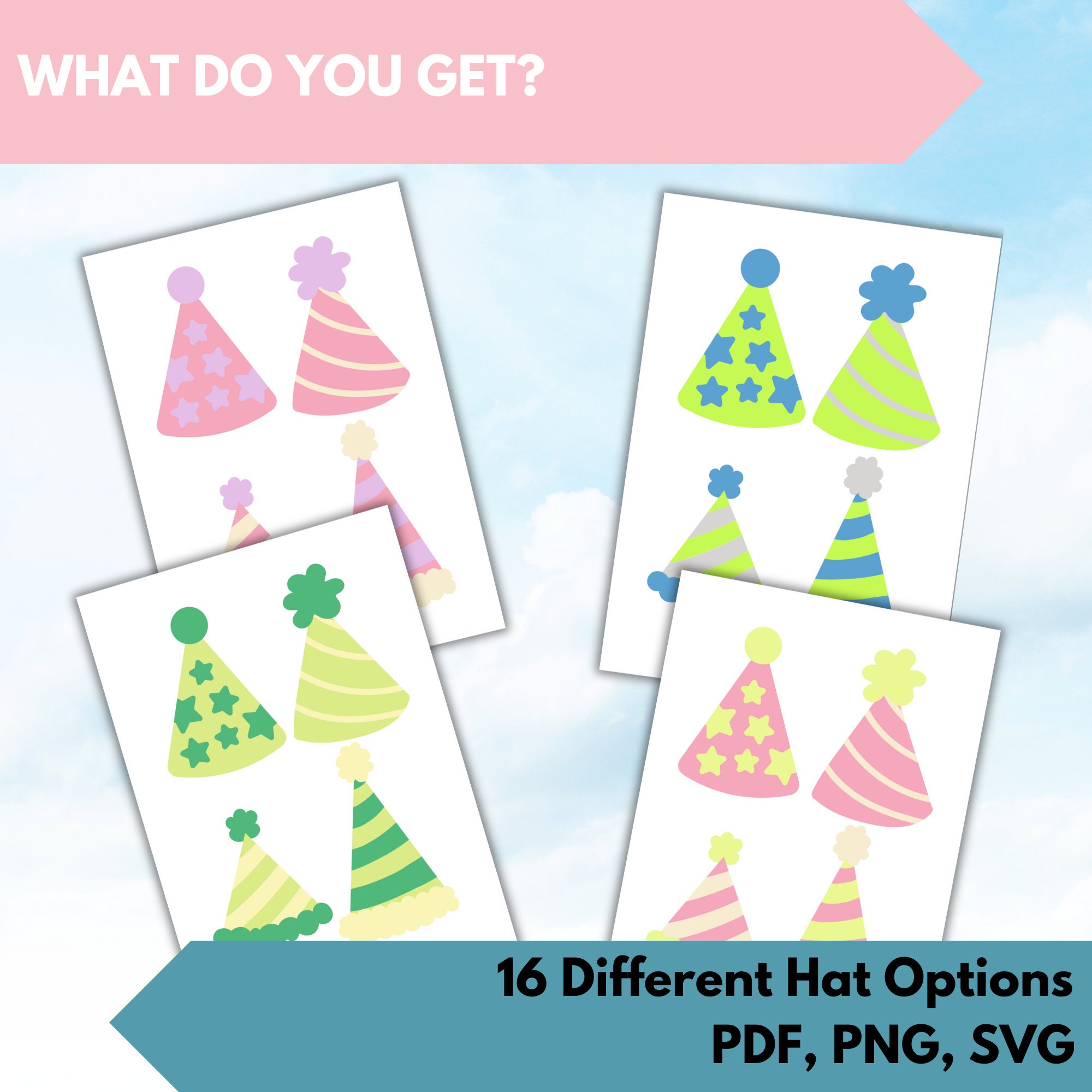 Kids Birthday Party Hat Banner | Instant Download Banner | Kids ...