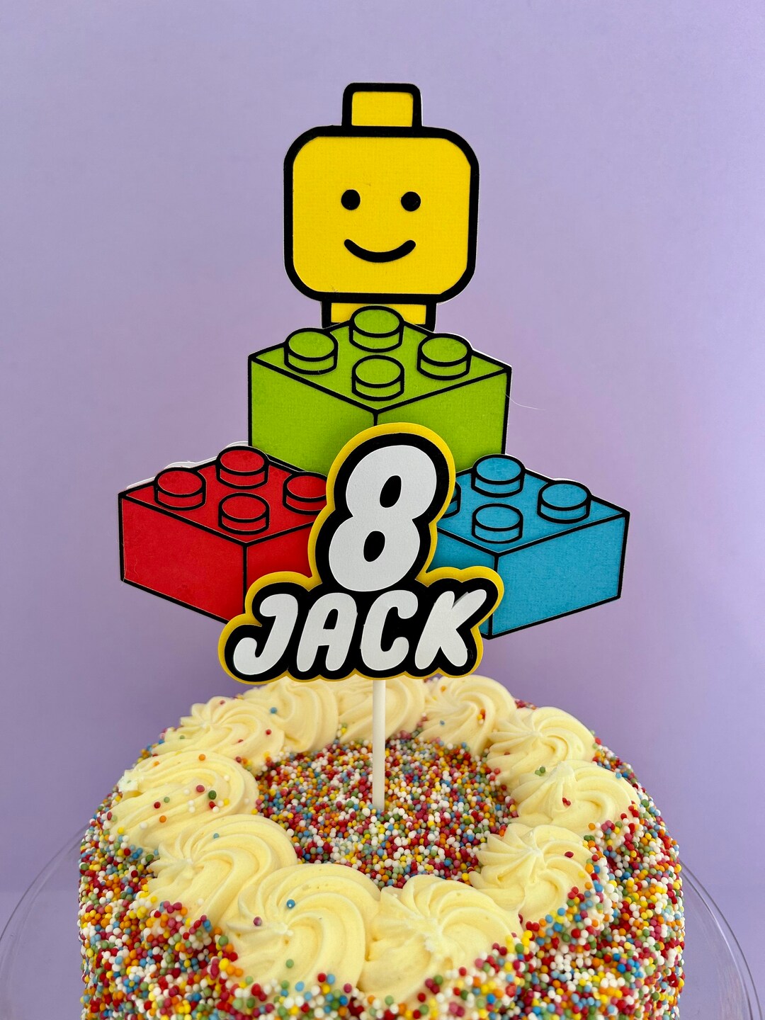 Building Block Cake Topper Custom Cake Topper Block Theme Party Glitter ...