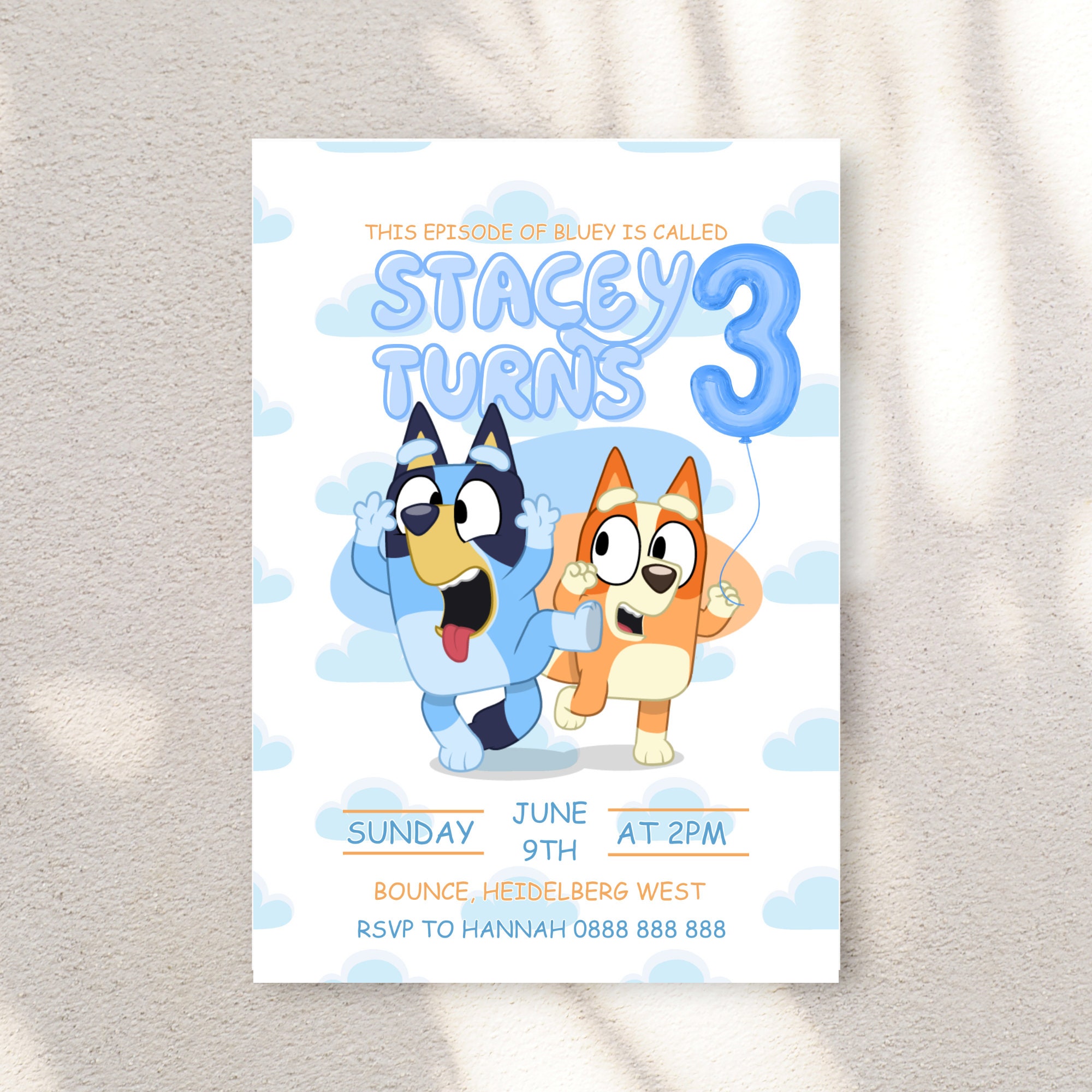 Bluey Birthday Invitation Custom Design Editable Print or Digital Bluey ...