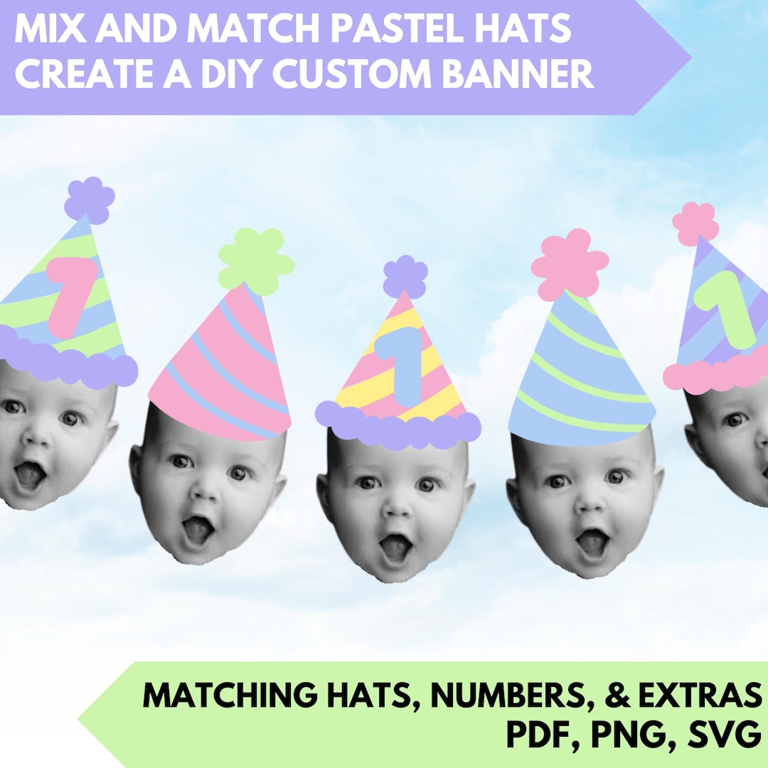 Kids Birthday Party Hat Banner | Instant Download Banner | Kids ...